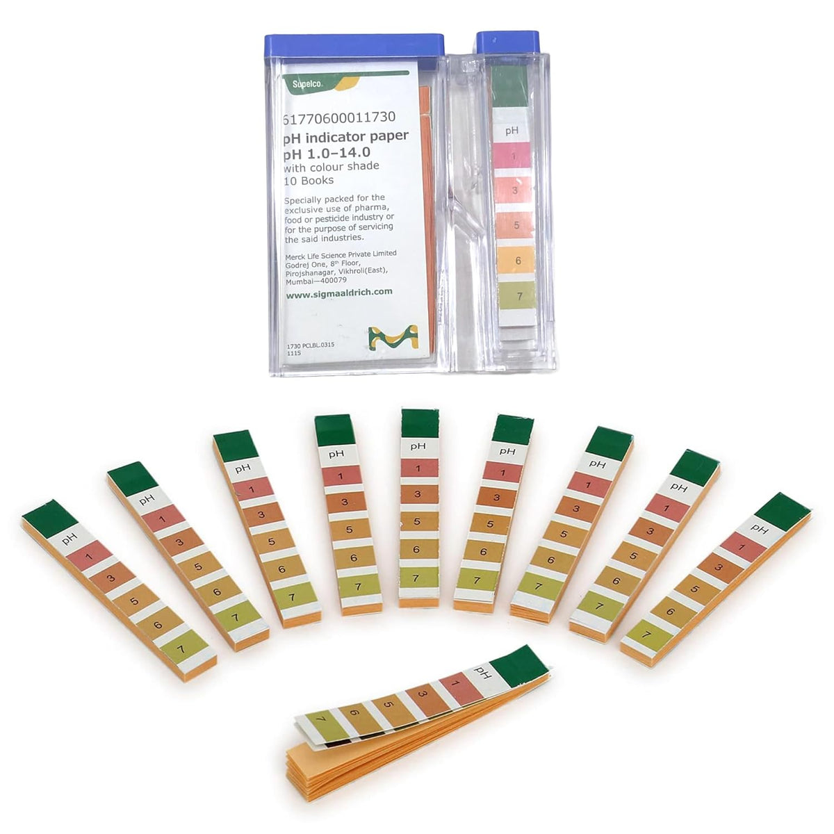 LABART MERCK pH Indicator Paper pH 1.0 to 14.0 (Pack of 10 Books)