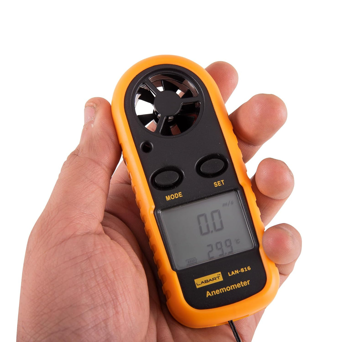 LABART Digital Yellow Anemometer Handheld Airflow Wind Meter Gauge LAN