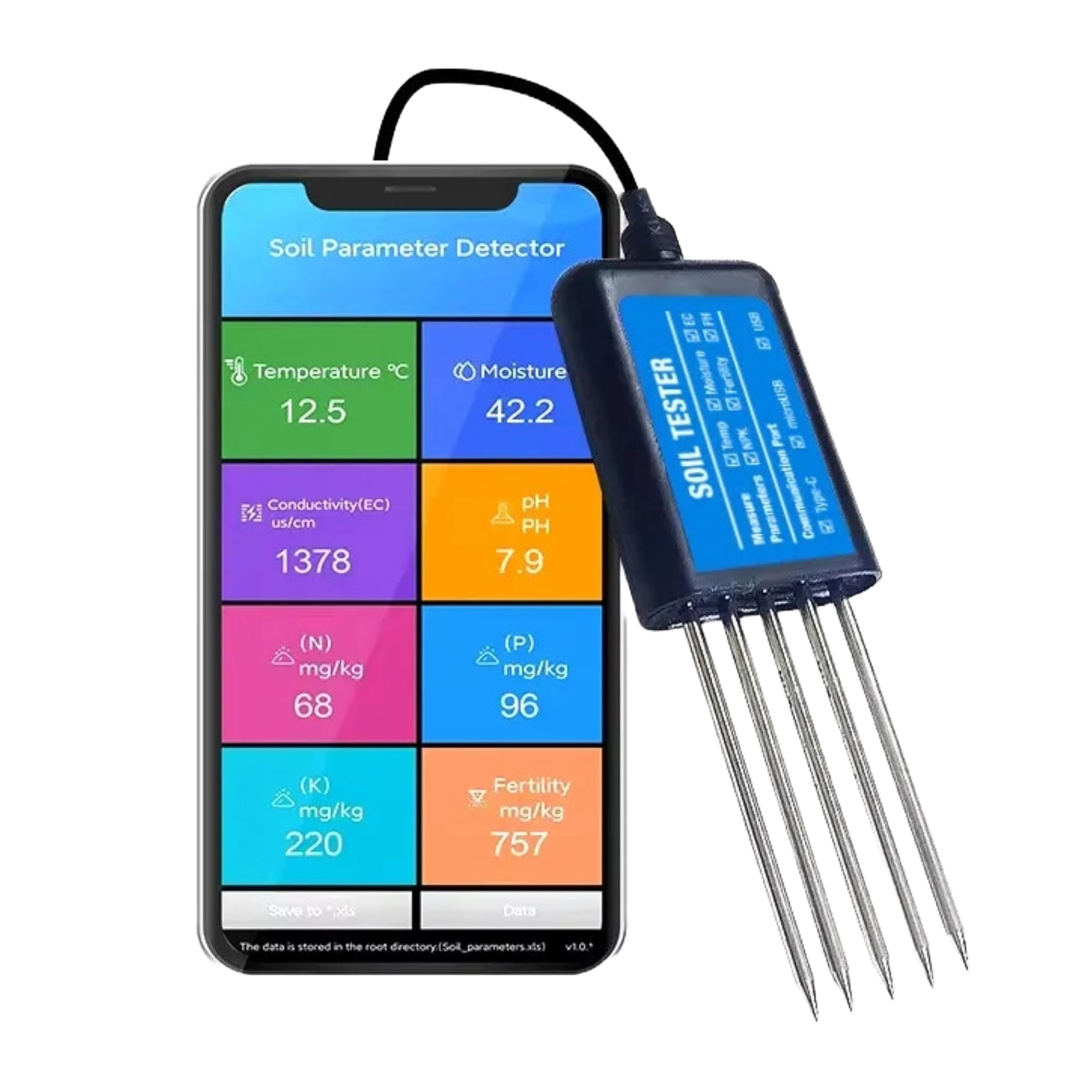 LABART NPK, PH, EC, Temp, Humidity Soil Sensor (7 in 1)