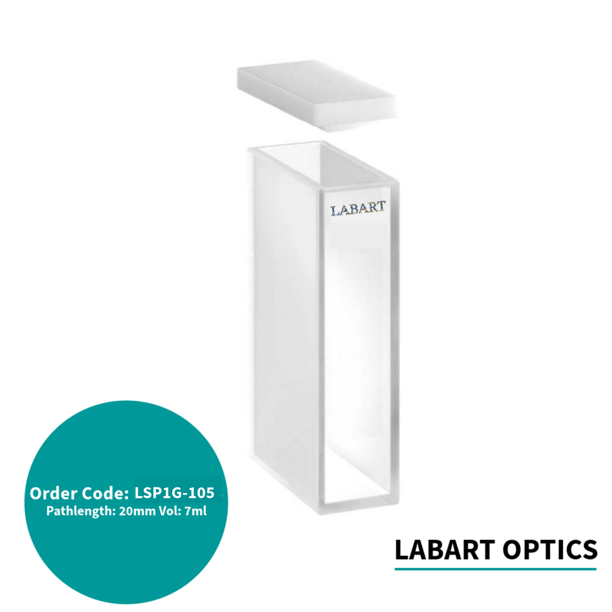 LABART™ Glass Cuvette (Pathlength: 20mm, Volume: 7ml with PTFE Cover ...