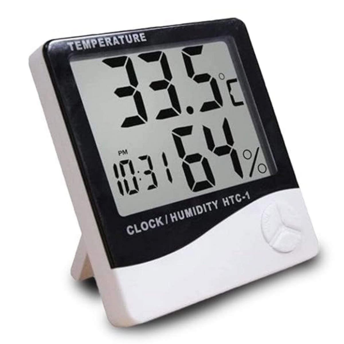 Indoor Temperature, Humidity Thermometer with Clock Alarm HTC-1 with C ...