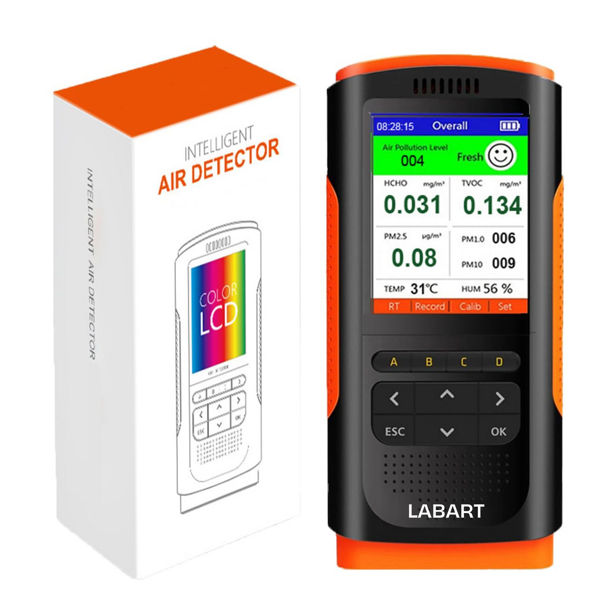 LABART 8 in 1 Air Quality Detector Meter HCHO TVOC PM2.5/1.0/10 Temp a
