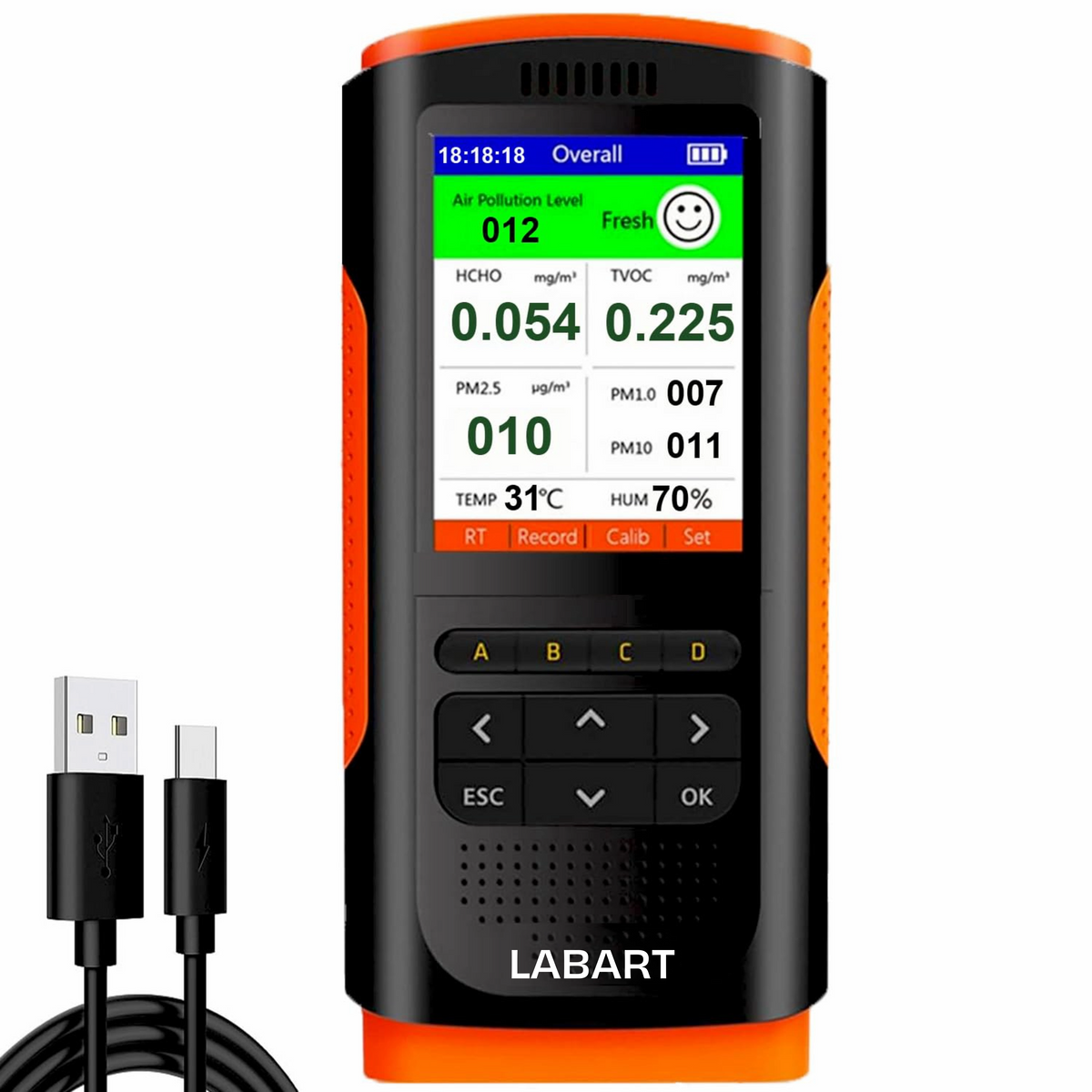 LABART 8 in 1 Air Quality Detector Meter HCHO TVOC PM2.5/1.0/10 Temp a